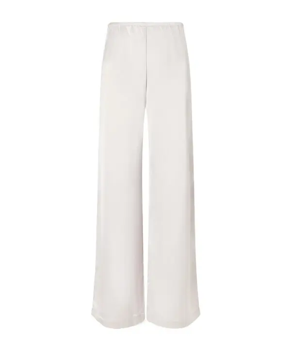 LESET Barb Satin Wide-leg Pants - Silver