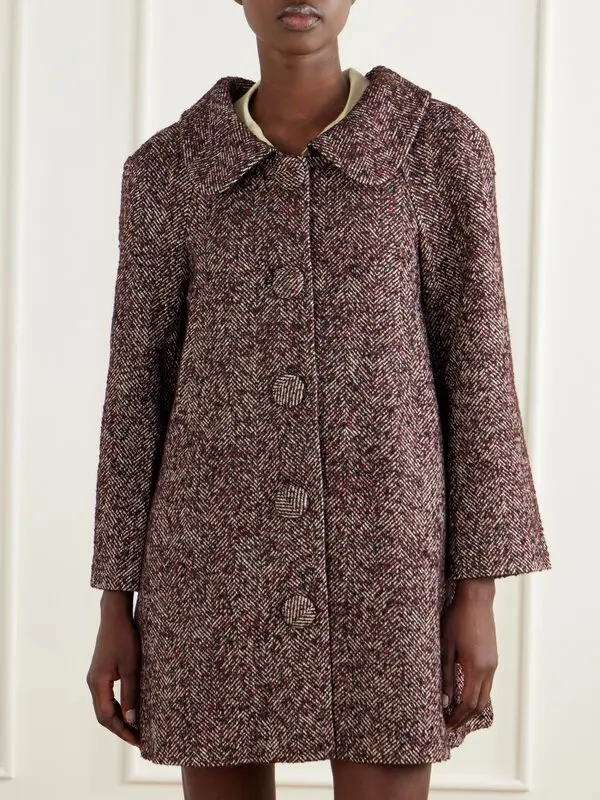 SHUSHU/TONG Wool Herringbone Long Coat