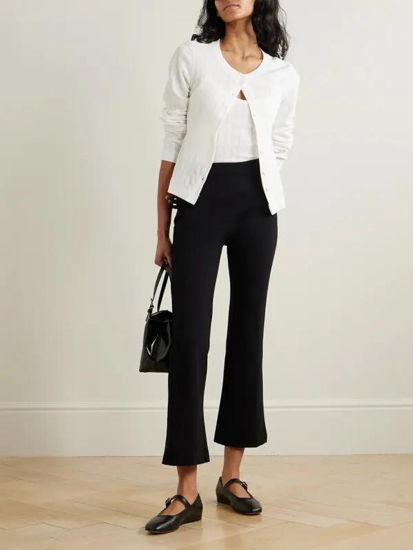 LESET Rio Cropped Stretch-ponte Flared Pants