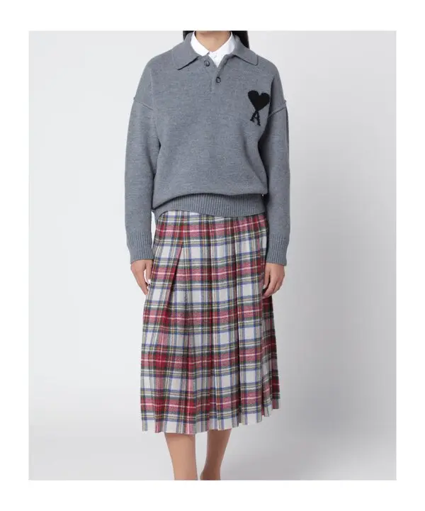 AMI Paris Heart Logo Polo Knitted Sweater