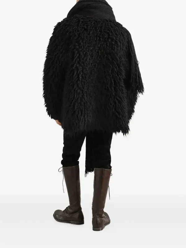 Dolce & Gabbana Fur-effect Knit Cardigan - Black