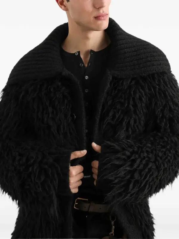 Dolce & Gabbana Fur-effect Knit Cardigan - Black