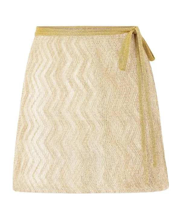 Missoni Sequin-embellished Metallic Crochet-knit Mini Wrap Skirt