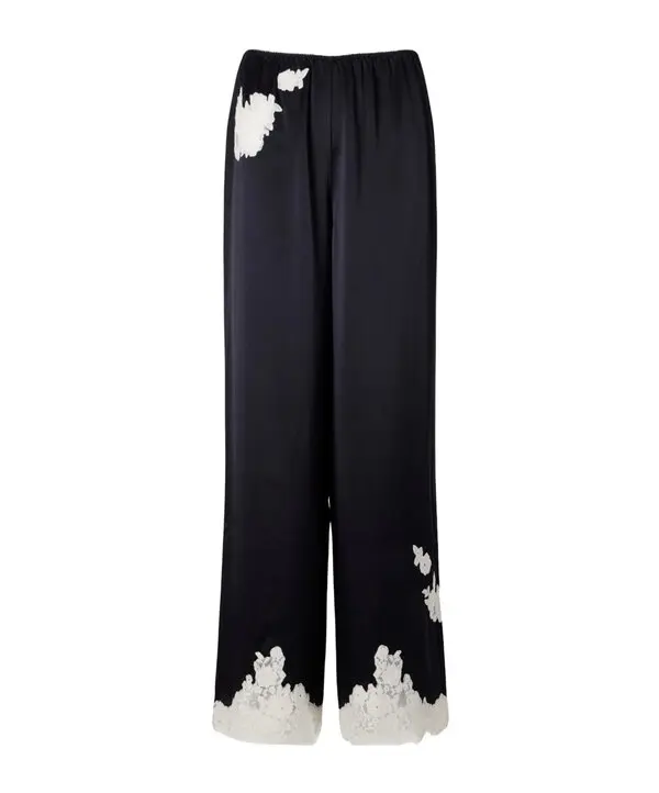 DÔEN Silk Trousers With Lace Trim