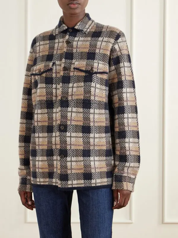 Guest In Residence Checked Cashmere Cardigan - No