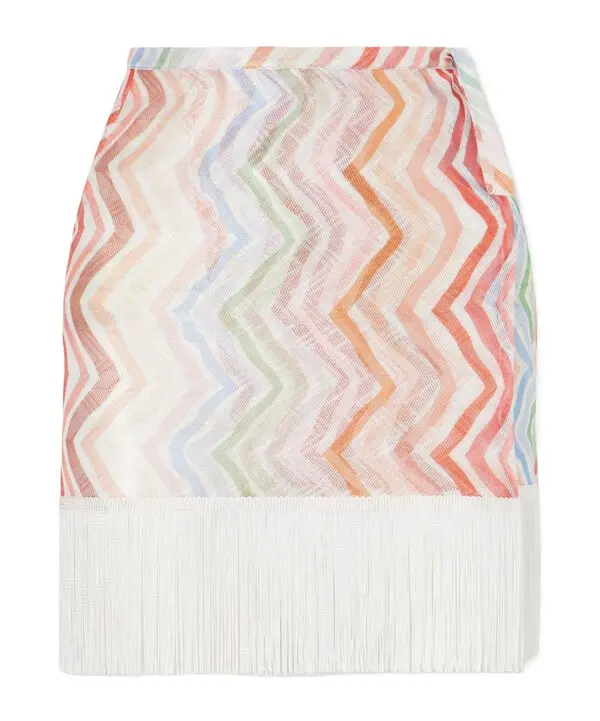 Missoni Striped Fringed Crochet-knit Wrap Mini Skirt
