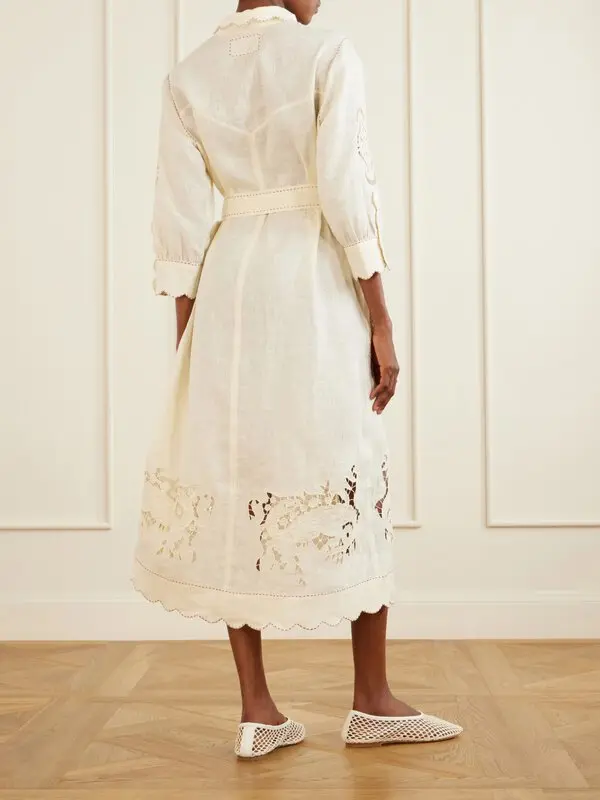 Vita Kin Belted Linen Midi Dress