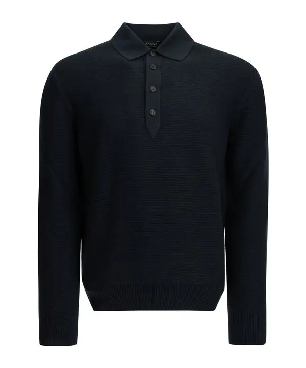 Zegna Oasi Cashmere Textured Polo Shirt - No