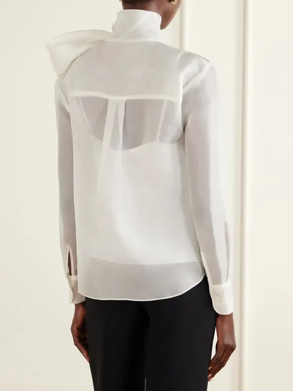 Carolina Herrera Pussy-bow Silk-organza Blouse