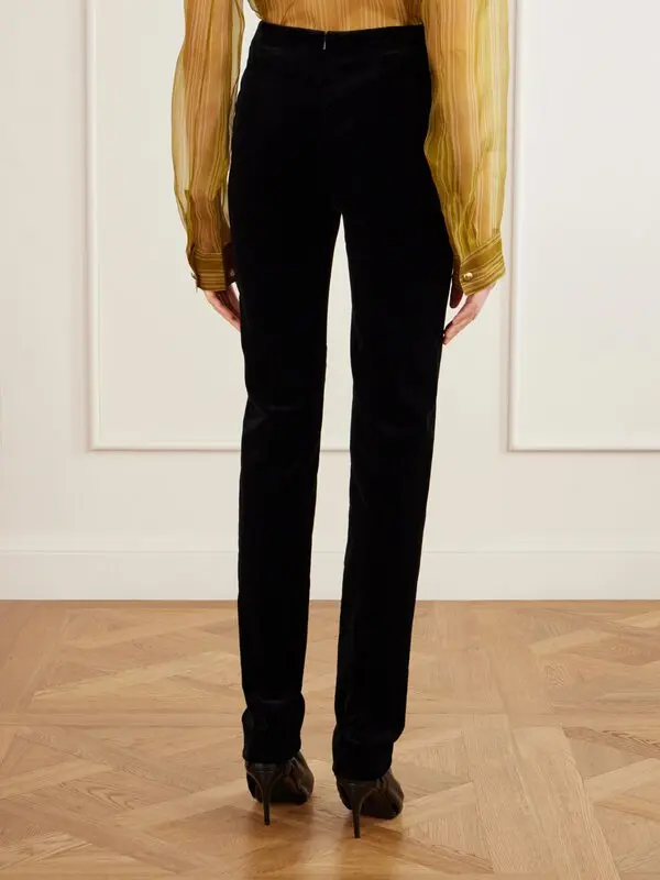 Khaite Wool-blend Velvet Straight-leg Pants