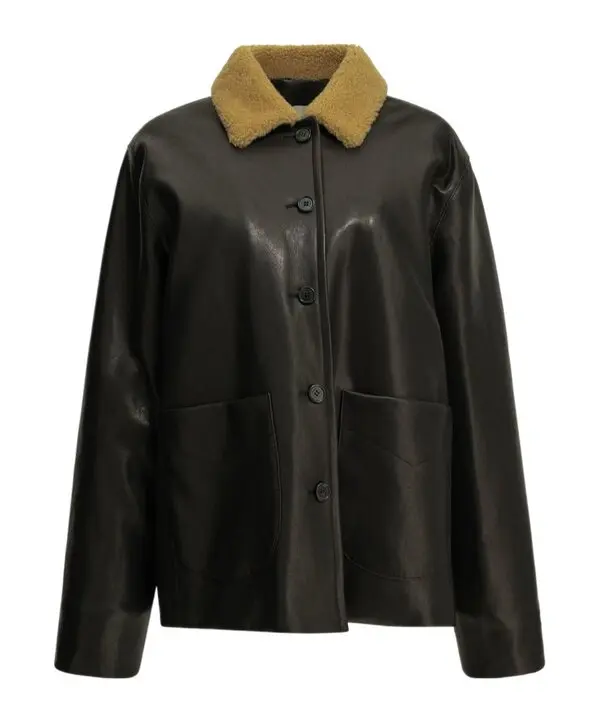 Khaite Shearling-trimmed Leather Jacket - Black