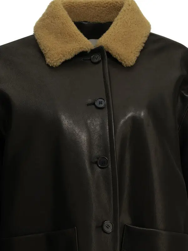 Khaite Shearling-trimmed Leather Jacket