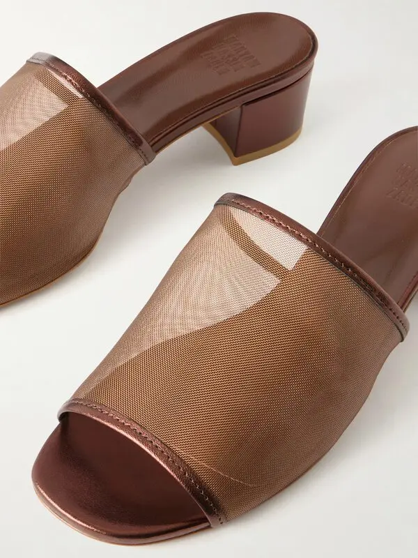 MARYAM NASSIR ZADEH Leather-trimmed Mesh Mules
