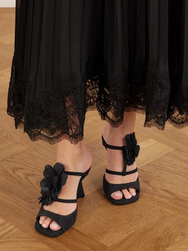 Zimmermann Embellished Leather-trimmed Suede Wedge Mules