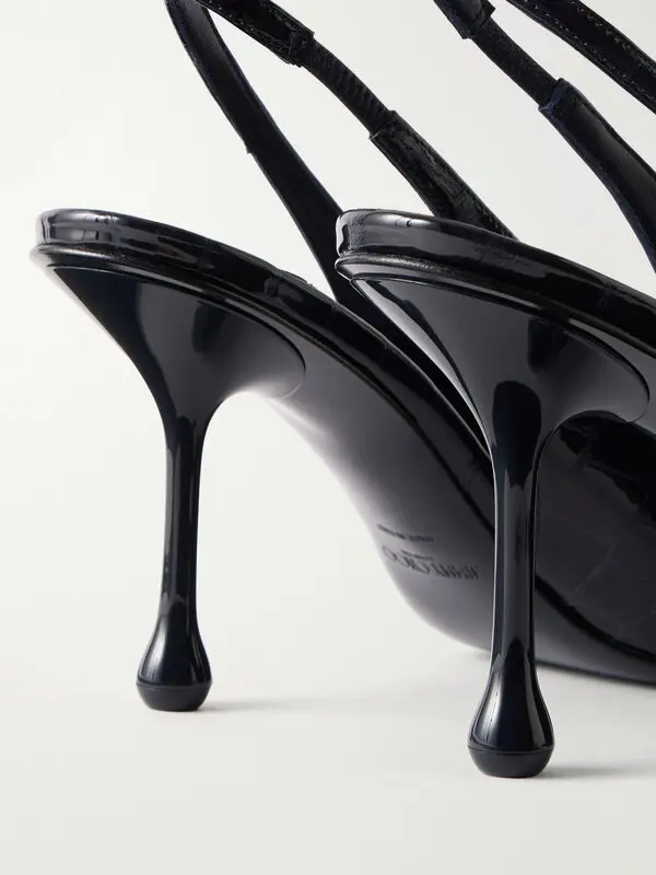 JIMMY CHOO Croc-effect Leather Slingback Pumps