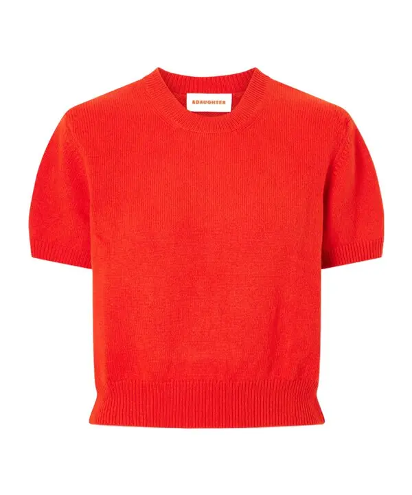 Daughter Woolen Knitted Short-sleeved Shirt