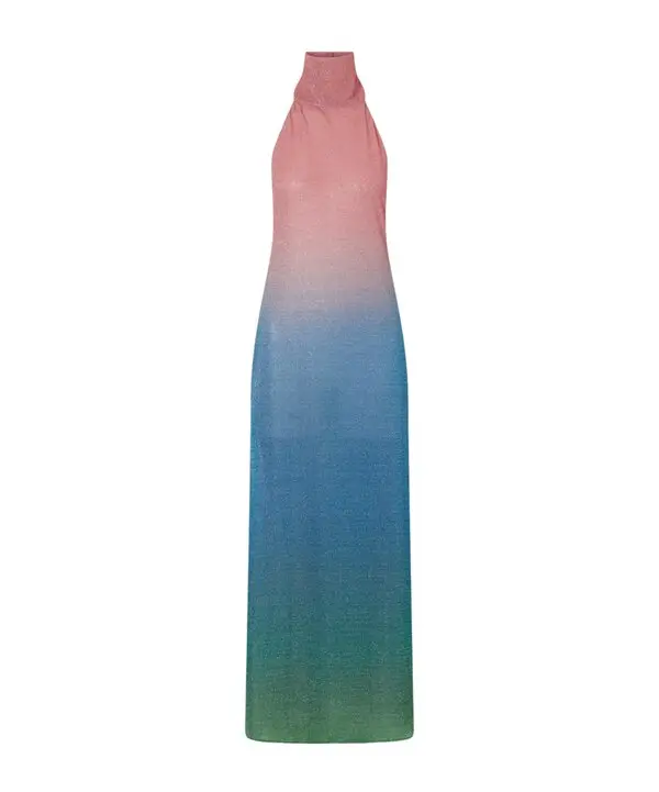 Oseree Stretch-knit Halterneck Maxi Dress