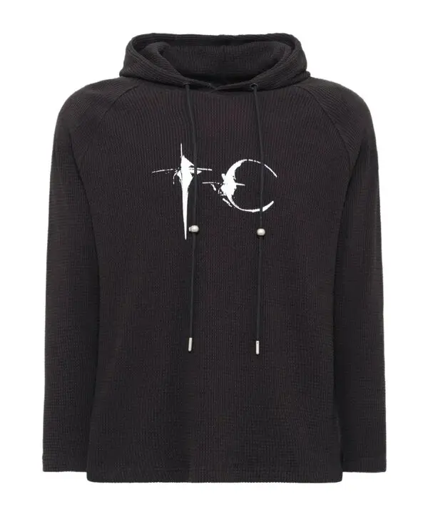 THUG CLUB Bulk Shoulder Waffle-knit Hoodie