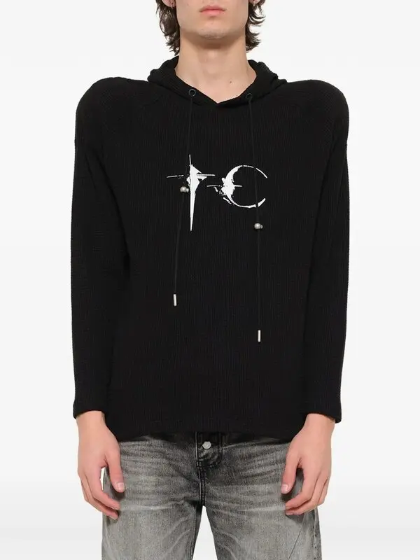 THUG CLUB Bulk Shoulder Waffle-knit Hoodie