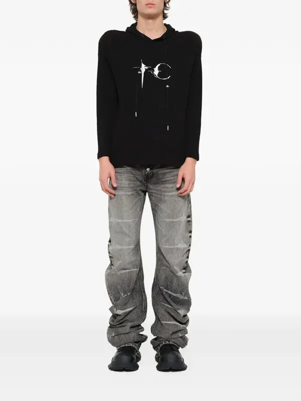 THUG CLUB Bulk Shoulder Waffle-knit Hoodie