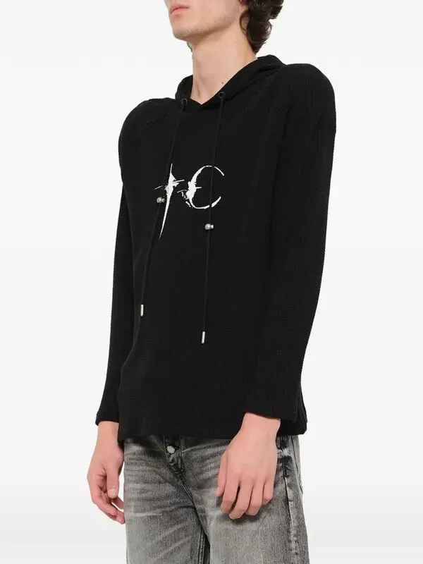 THUG CLUB Bulk Shoulder Waffle-knit Hoodie