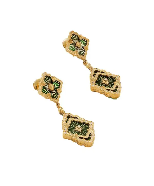 Buccellati 18-karat Gold, Enamel And Diamond Earrings - Multicolor