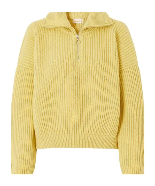 Daughter Ribbed Wool Half-zip Sweater