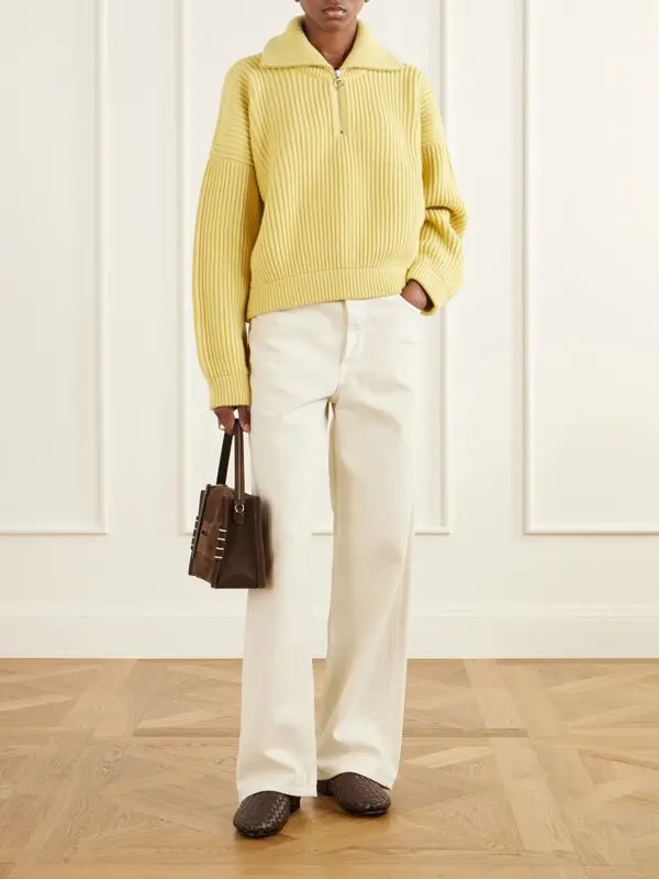 Daughter Ribbed Wool Half-zip Sweater