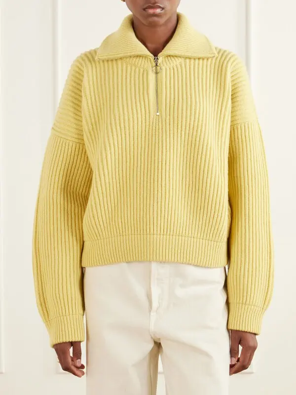 Daughter Ribbed Wool Half-zip Sweater