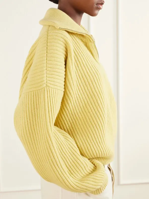 Daughter Ribbed Wool Half-zip Sweater
