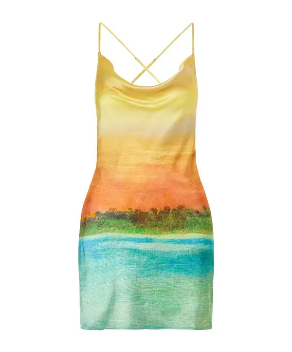 DONDE ESTEBAN Printed Silk-blend Mini Dress