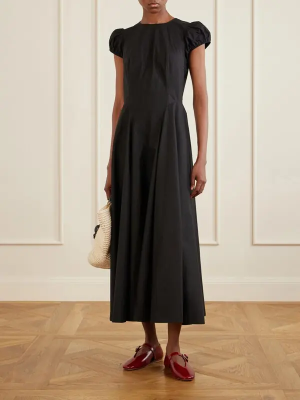 DÔEN Cotton-poplin Midi Dress - Black