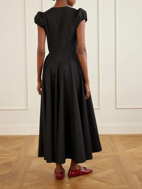 DÔEN Cotton-poplin Midi Dress - Black