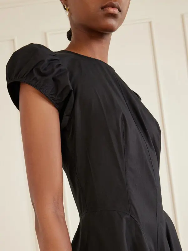 DÔEN Cotton-poplin Midi Dress - Black