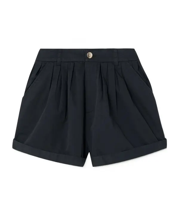 DÔEN Pleated Organic Cotton-poplin Shorts