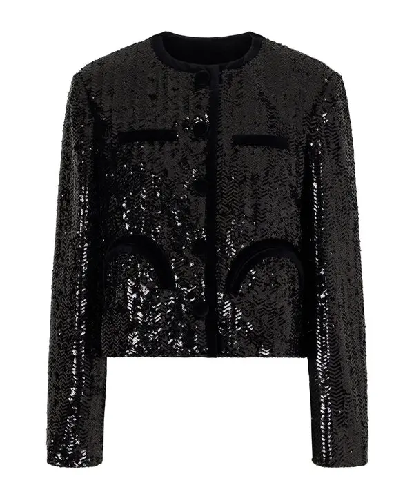 BLAZÉ MILANO Velvet-trimmed Sequined Jacket