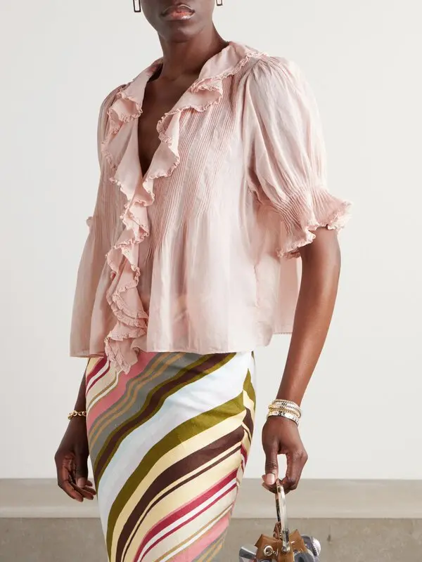 DÔEN Lace-trimmed Ruffled Shirt