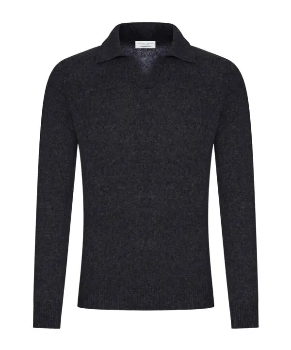 ROBERTO COLLINA Polo-collar Wool Sweater - Black
