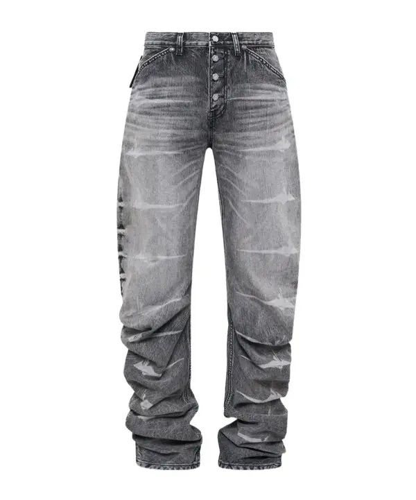 THUG CLUB Laser Washed Parkour Long Jeans