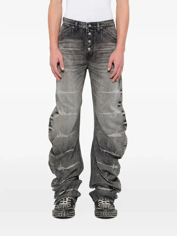 THUG CLUB Laser Washed Parkour Long Jeans