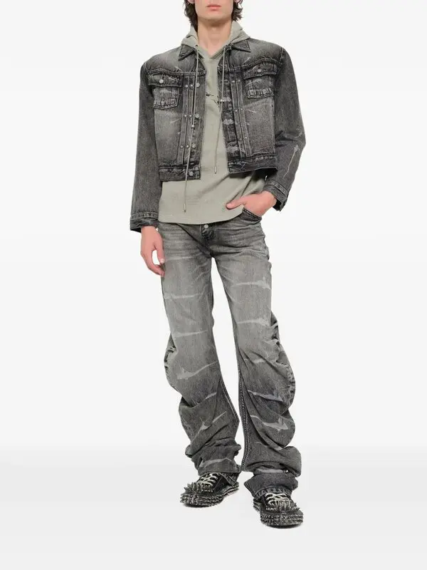 THUG CLUB Laser Washed Parkour Long Jeans