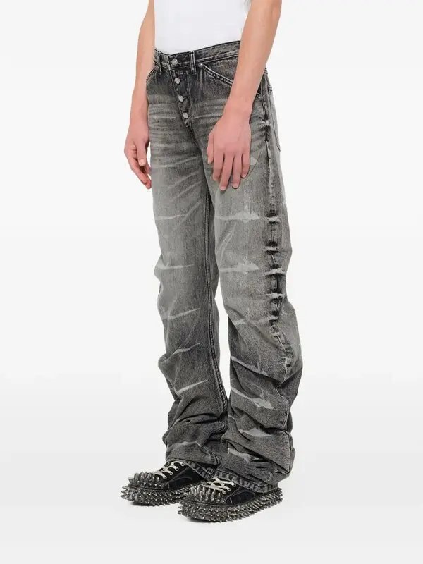 THUG CLUB Laser Washed Parkour Long Jeans