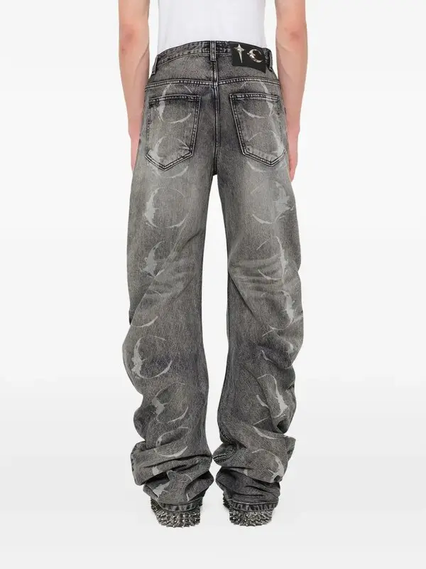 THUG CLUB Laser Washed Parkour Long Jeans
