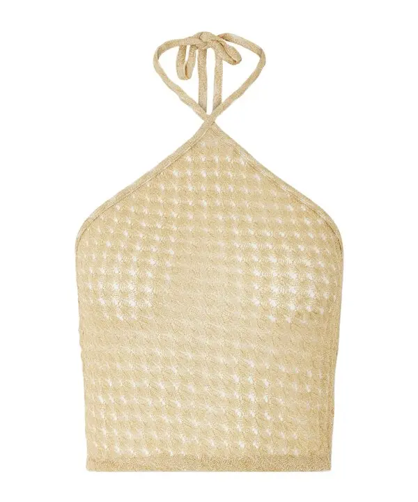 Missoni Cropped Metallic Crochet-knit Halterneck Top