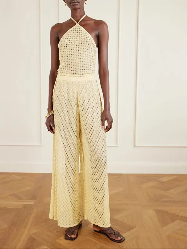 Missoni Cropped Metallic Crochet-knit Halterneck Top