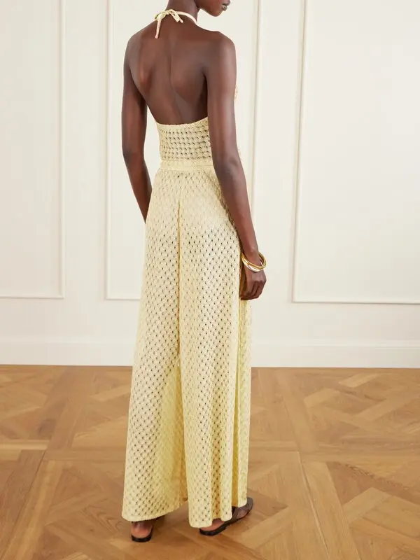 Missoni Cropped Metallic Crochet-knit Halterneck Top