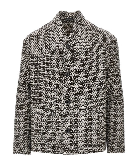 Emporio Armani Virgin-wool-blend Textured Cardigan