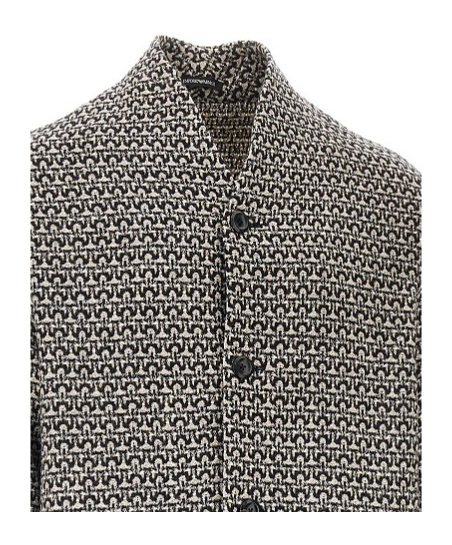 Emporio Armani Virgin-wool-blend Textured Cardigan