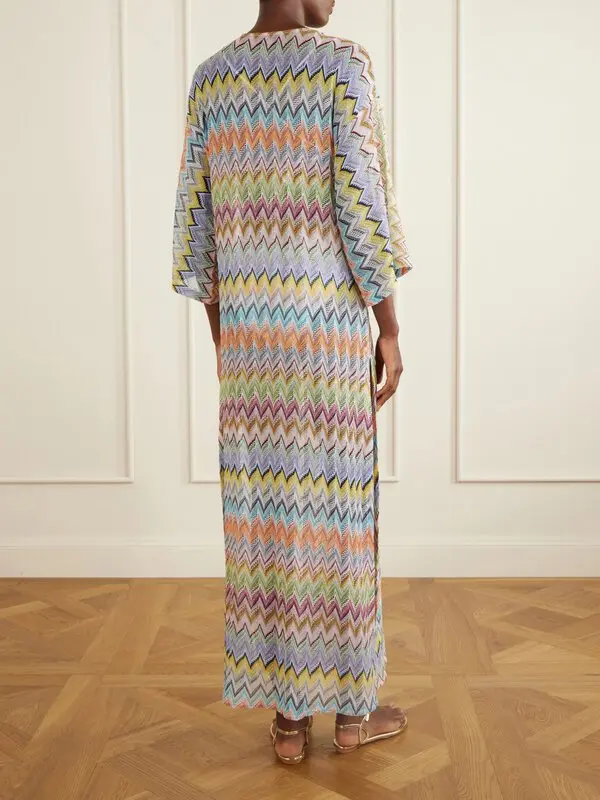 Missoni Striped Metallic Crochet-knit Coverup