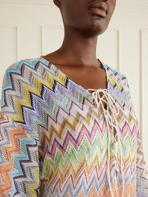 Missoni Striped Metallic Crochet-knit Coverup